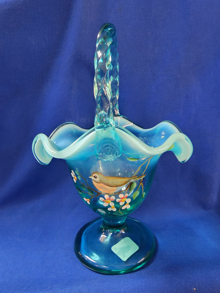 Fenton "Spring Song on Robin's Egg Blue Basket" – RC Gifts